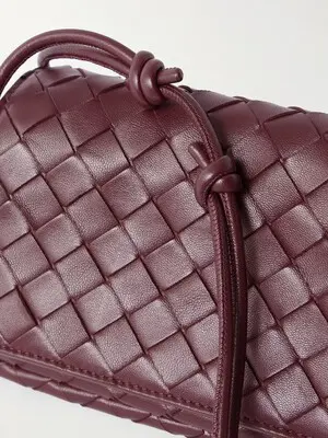 Bottega Veneta Notturno Intrecciato Leather Shoulder Bag - Red