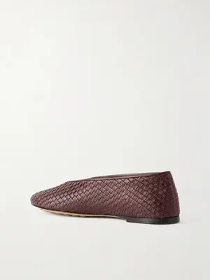 Bottega Veneta Intrecciato Leather Ballet Flats - Red