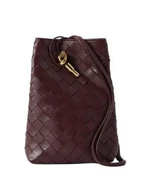 Bottega Veneta Andiamo Intrecciato Leather Phone Pouch - Red