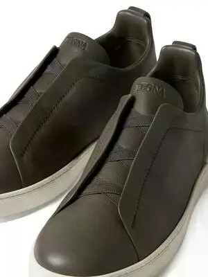 Zegna Triple-stitch™ Leather Sneakers - Grey