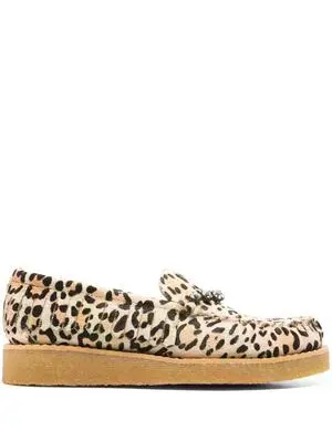 FORTE_FORTE Crystal-embellished Leopard Print Calf Hair Loafers