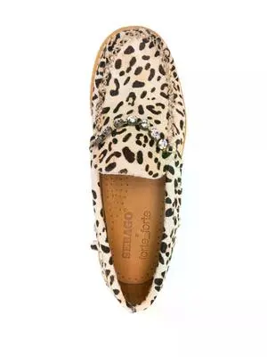 FORTE_FORTE Crystal-embellished Leopard Print Calf Hair Loafers