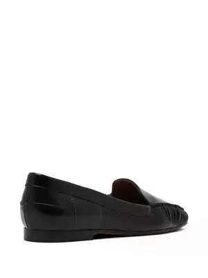 POLLINI Scallop-trim Leather Loafers - Black