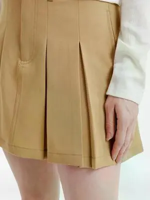 CHOCOOLATE Pleated Mini Skirt With Belt Loops