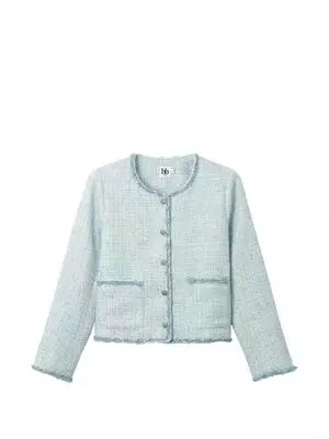 B+AB Frayed-trim Tweed Jacket
