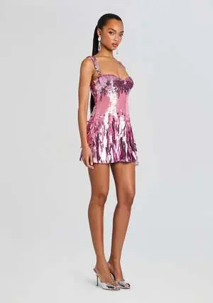 Retrofete Sequin Mini Dress With Fringe