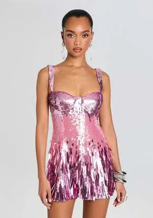 Retrofete Sequin Mini Dress With Fringe