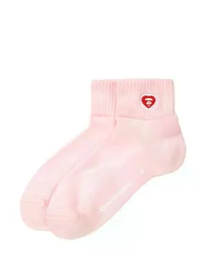 AAPE BY *A BATHING APE Heart Embroidered Socks - Pink