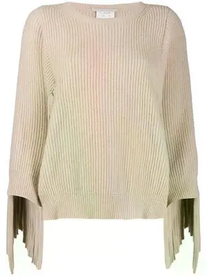 Stella McCartney Fringed Rib-knit Jumper - Neutrals
