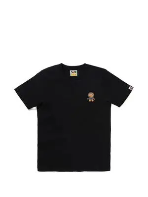 A BATHING APE Monkey-embroidered T-shirt - Black