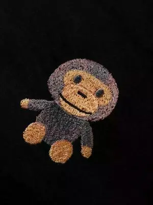 A BATHING APE Monkey-embroidered T-shirt - Black