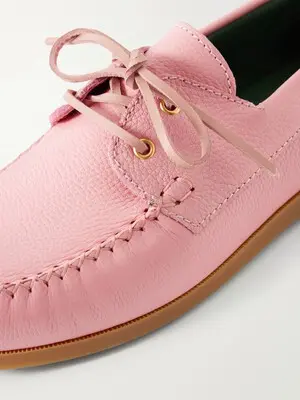 VINNY'S Boatman Full-grain Leather Boat Shoes - Pink