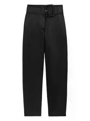 AMI Paris Satin Belted Wide Leg Trousers - Black