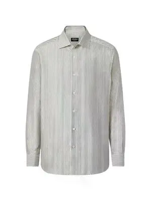 Zegna Striped Silk Shirt - White