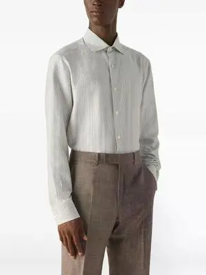 Zegna Striped Silk Shirt - White