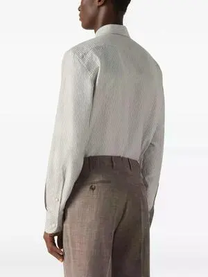 Zegna Striped Silk Shirt - White