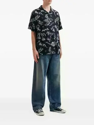 AFTERMATHS Patterned Short-sleeve Shirt - Black