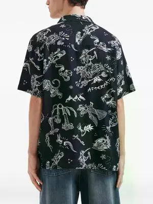 AFTERMATHS Patterned Short-sleeve Shirt - Black