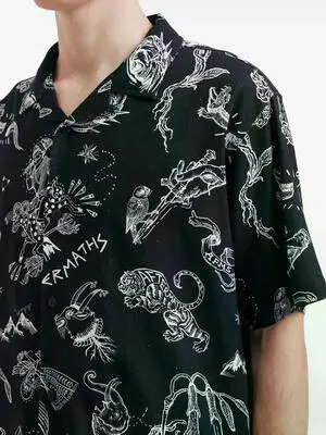 AFTERMATHS Patterned Short-sleeve Shirt - Black