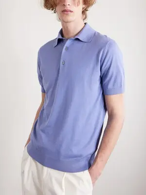 Zegna Slim-fit Cotton Polo Shirt - Blue