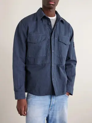Stone Island Ghost Garment-dyed Cotton And Linen-canvas Overshirt