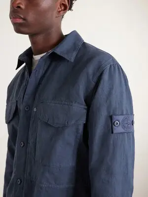 Stone Island Ghost Garment-dyed Cotton And Linen-canvas Overshirt