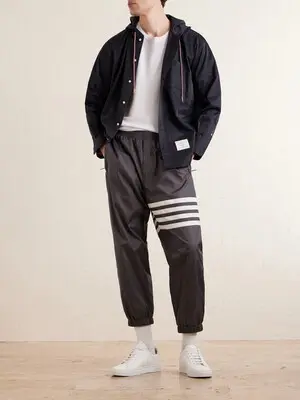 Thom Browne Tapered Striped Ripstop Sweatpants - Gray