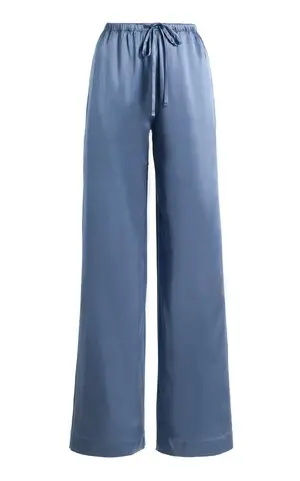 Eterne Brody Silk Satin Pants - Blue