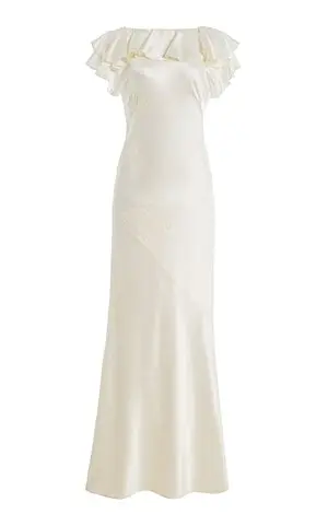 DE LA VALI Amancia Ruffled Maxi Dress - Ivory