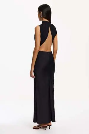 Significant Other Pleated Jersey And Satin Gown - Black