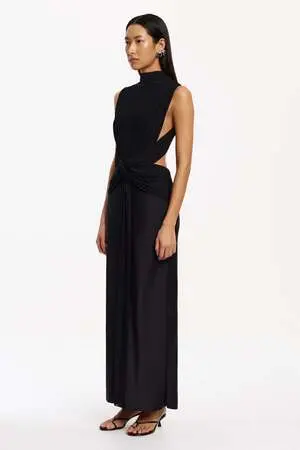 Significant Other Pleated Jersey And Satin Gown - Black