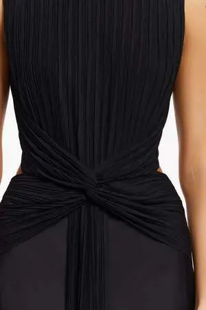 Significant Other Pleated Jersey And Satin Gown - Black