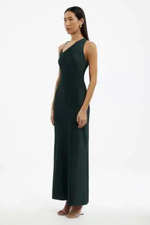 Significant Other Satin Maxi Dress With Braided Metallic Strap - Emerald