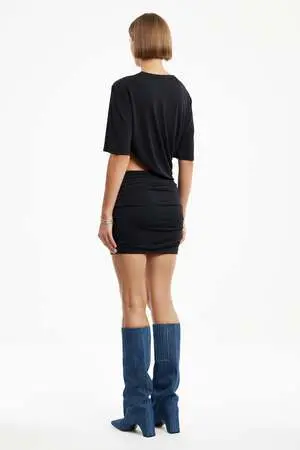 Significant Other Asymmetrical Draped Mini Dress With Waist Cut-out