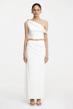 Significant Other Priya Jersey Midi Skirt - Chalk
