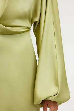 Significant Other Danika Mini Dress With Draped Bodice And Single Sleeve - Matcha
