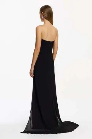 Significant Other Strapless Satin And Georgette Gown - Black
