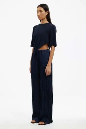 Significant Other Pleated Satin Twill Wide-leg Pant