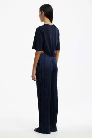 Significant Other Pleated Satin Twill Wide-leg Pant