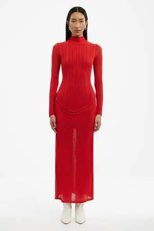 Significant Other Knitted Maxi Dress - Cherry