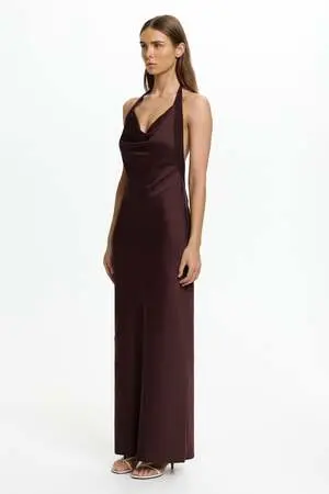 Significant Other Devlyn Halter Maxi Dress - Chocolate