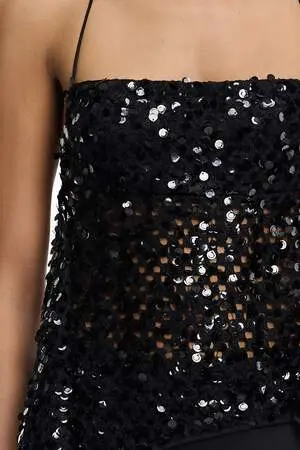 Significant Other Sequin Mesh Strapless Top - Black