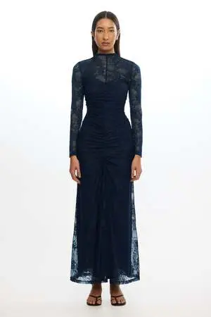 Significant Other Nida Long Sleeve Chantilly Lace Maxi Dress - Sapphire