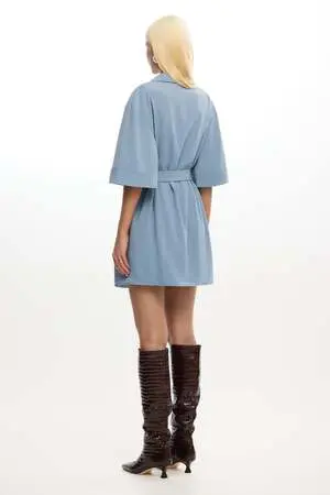 Significant Other Single-breasted Mini Dress With D-ring Waist Tie