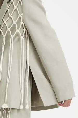 Significant Other Wide-shoulder Single-breasted Blazer With Rope Detailing