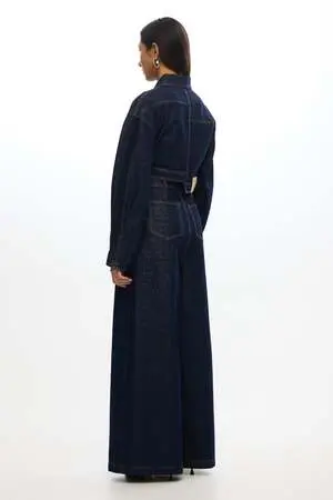 Significant Other Micah Wide-leg Pleated Denim Trousers