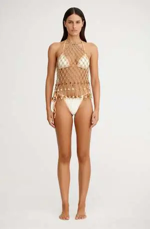 Significant Other Macramé Halter Top With Resin Bead Details