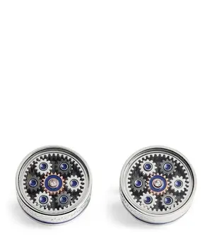 Tateossian Palladium-plated Septa Gear Cufflinks - Navy