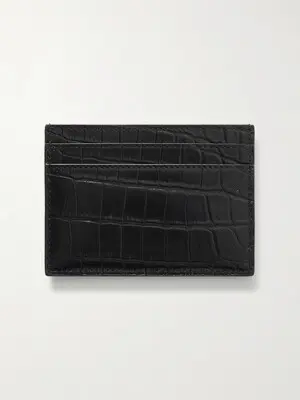 Saint Laurent Logo-embellished Croc-effect Patent-leather Cardholder