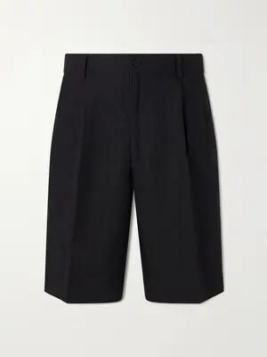 Rubinacci Straight-leg Pleated Linen Shorts - Black